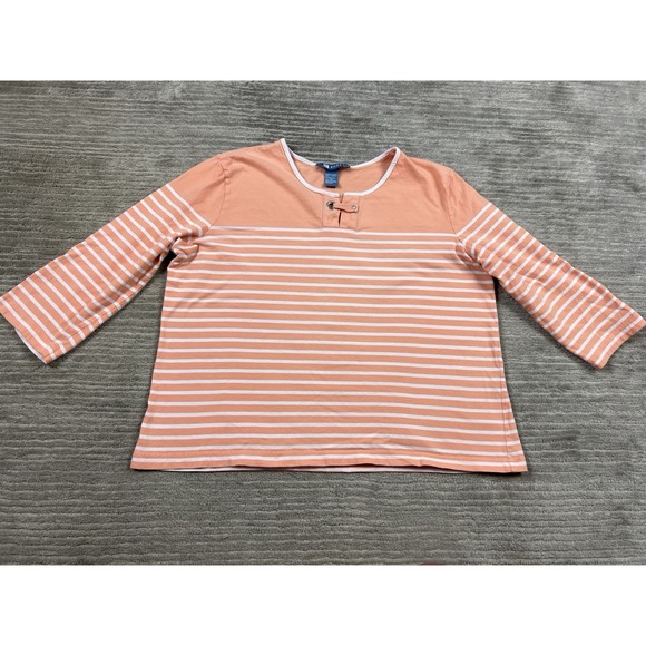 Koret | Tops | Koret Top Womens Xl Orange 34 Sleeve Striped 0 Cotton ...